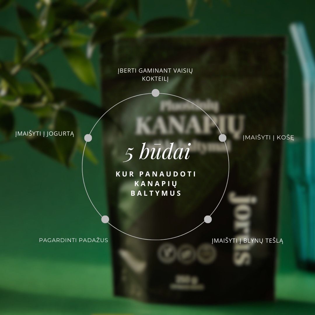 Kanapių sėklų baltymai 300 g JORUS - Premo